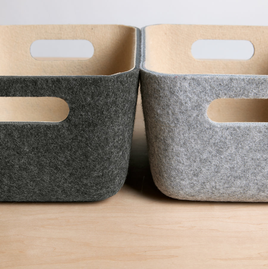 2 Pack - Sculpted Felt Storage Bins with Lids & Dividers | Folden Lane