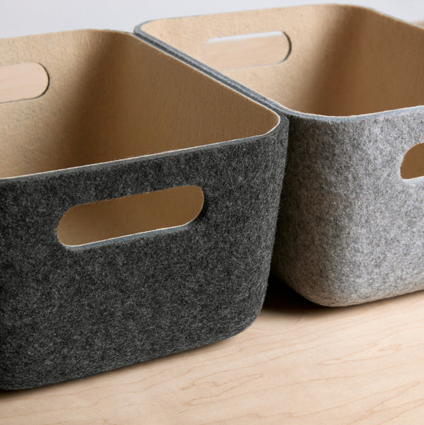 2 Pack - Sculpted Felt Storage Bins with Lids & Dividers | Folden Lane