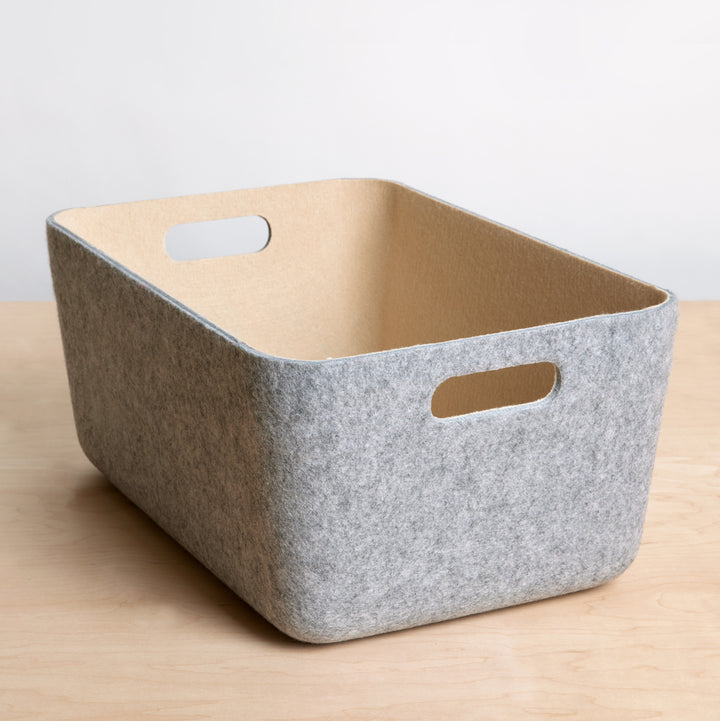 2 Pack - Sculpted Felt Storage Bins with Lids & Dividers | Folden Lane